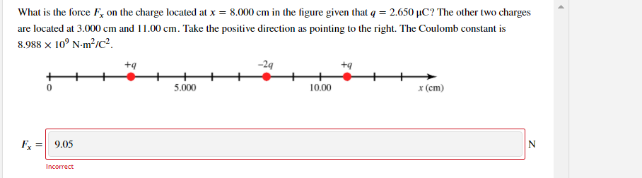 Solved pt1 What is the force 𝐹𝑥Fx on the charge located at | Chegg.com