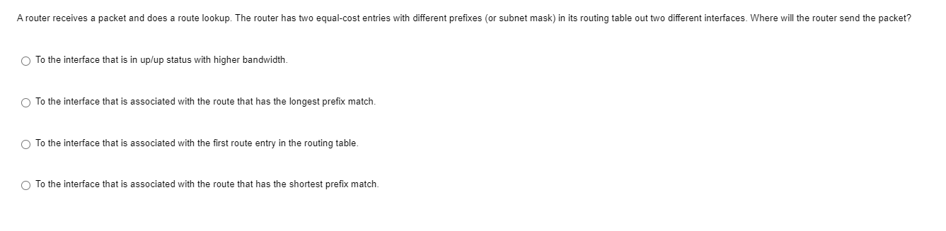 Solved A router receives a packet and does a route lookup. | Chegg.com