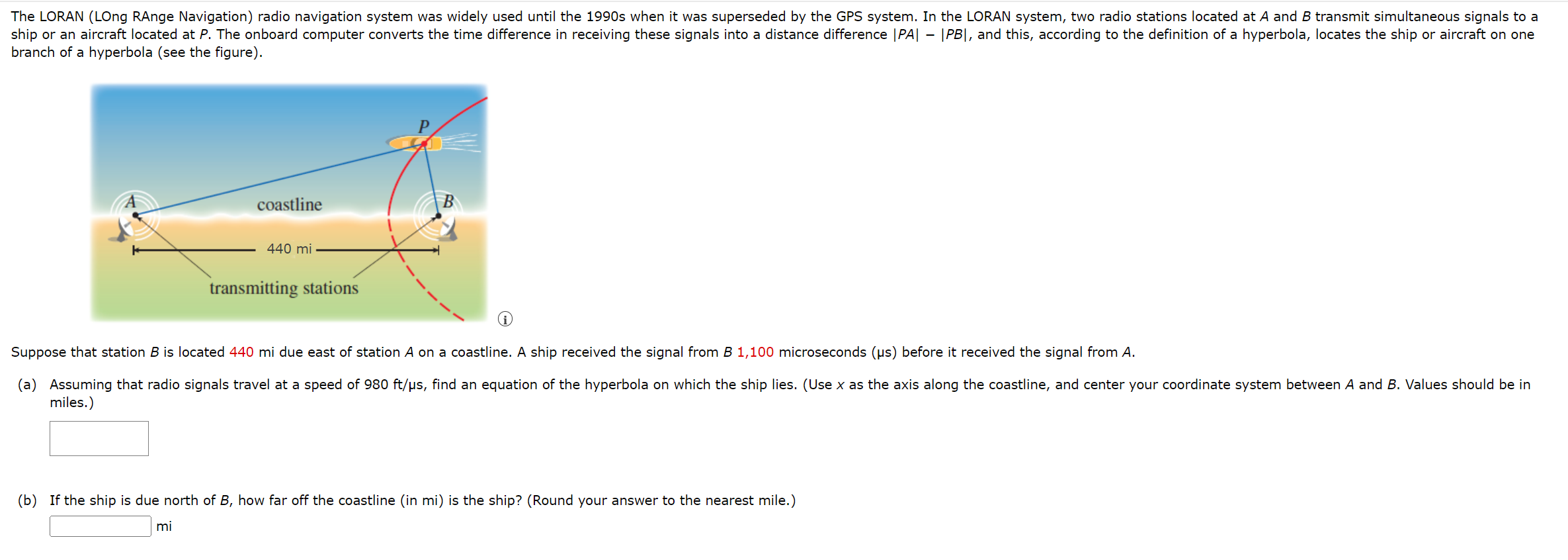 Solved The LORAN (LOng RAnge Navigation) radio navigation | Chegg.com