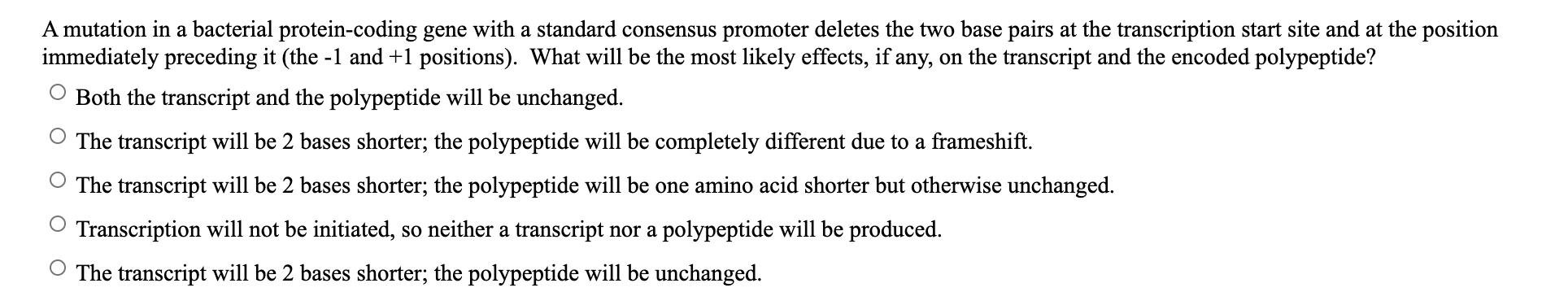 Solved A mutation in a bacterial protein-coding gene with a | Chegg.com
