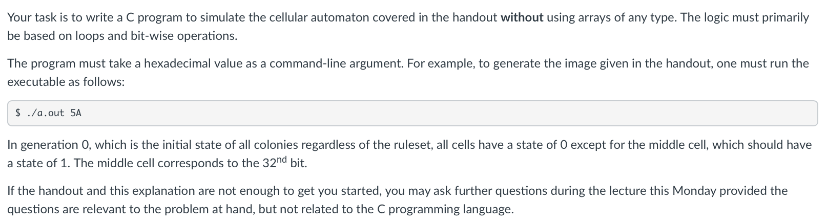In this assignment we define a cellular automaton, | Chegg.com