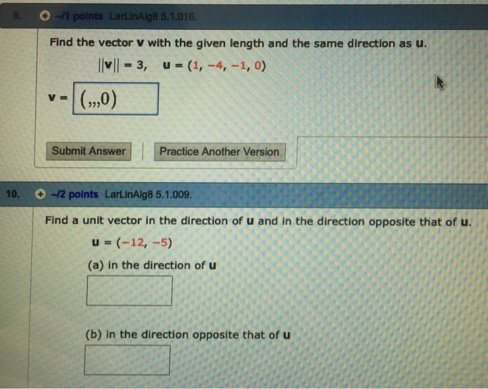 Solved Find the vector V with the given length and the same | Chegg.com