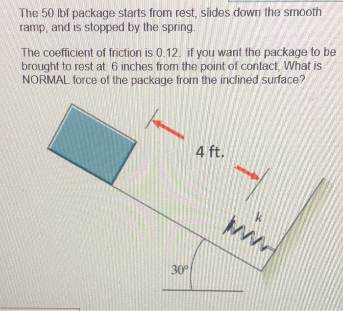 Solved The 50 lbf package starts from rest, slides down the | Chegg.com