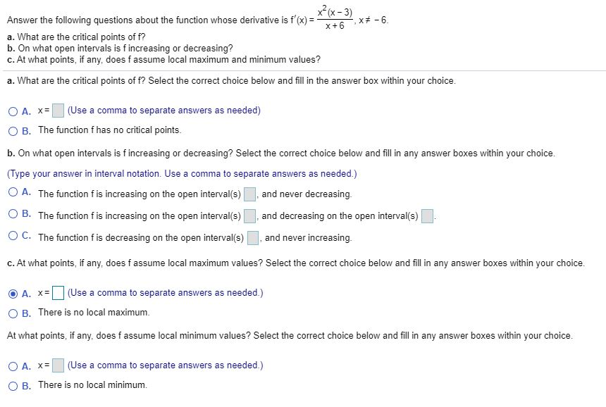 Solved 2 x+ - 6. X + 6 Answer the following questions about | Chegg.com