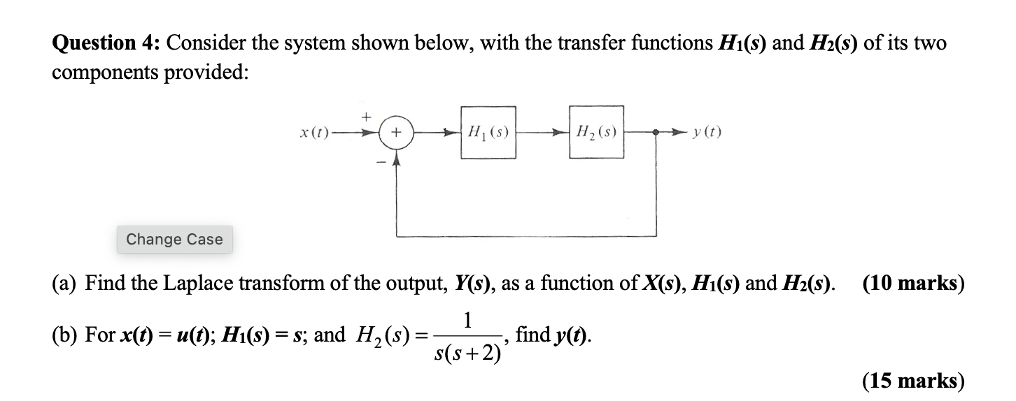 Solved Question 4: Consider the system shown below, with the | Chegg.com