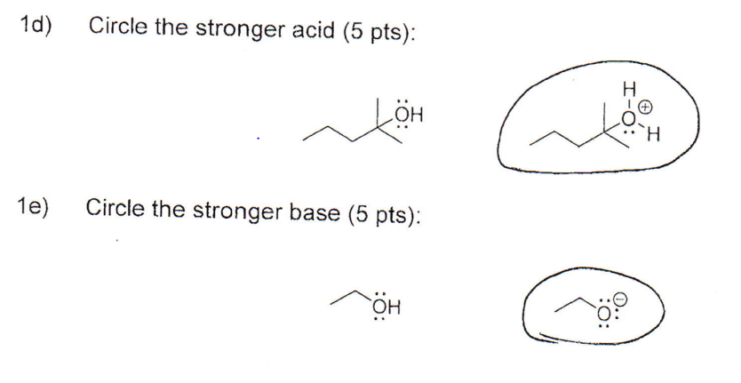 Solved 1d) Circle the stronger acid (5 pts): OH I-O: Н 1e) | Chegg.com