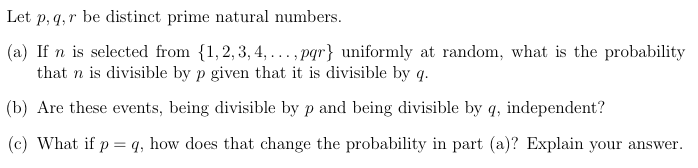 Solved Let p, q, r be distinct prime natural numbers. (a) If | Chegg.com