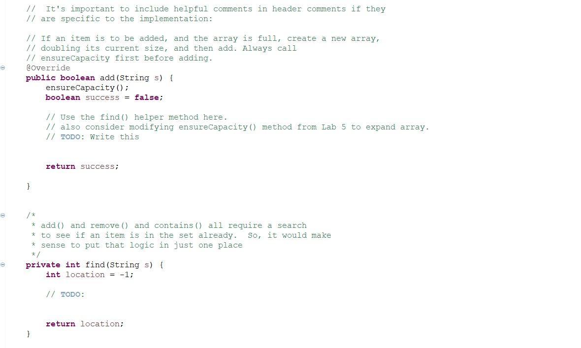 Solved PLEASE FINISH THE METHODS IN JAVA CODE. | Chegg.com