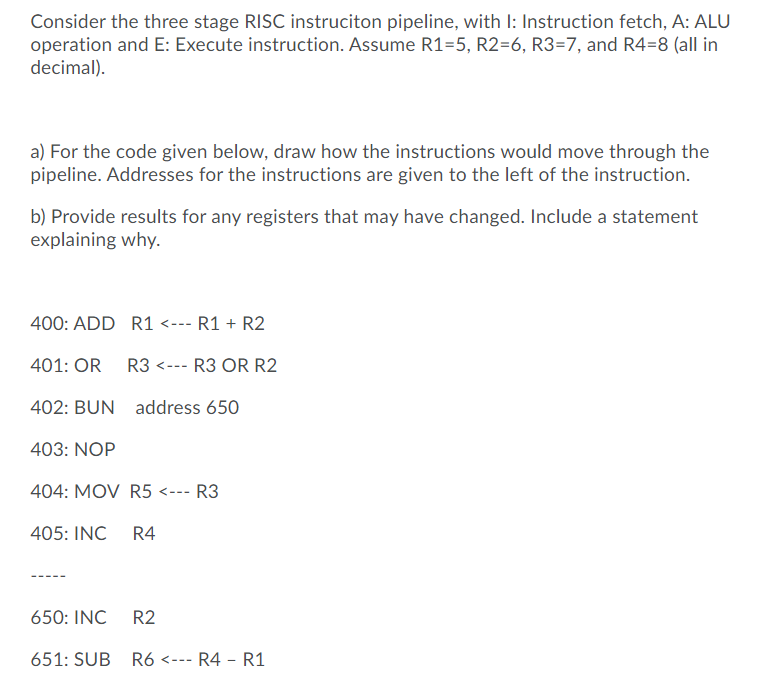Solved Consider the three stage RISC instruciton pipeline, | Chegg.com