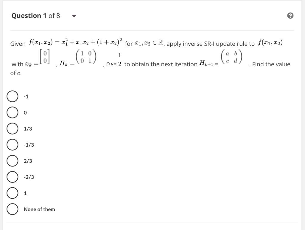 Solved Given f(x1,x2)=x12+x1x2+(1+x2)2 for x1,x2∈R, apply | Chegg.com