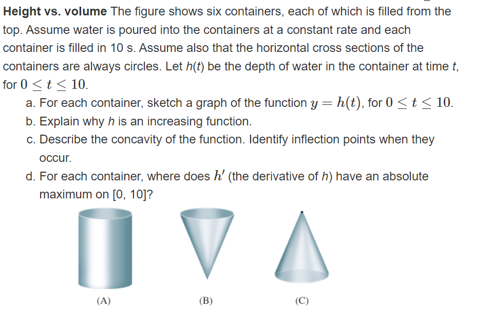 Solved Height vs. volume The figure shows six containers, | Chegg.com