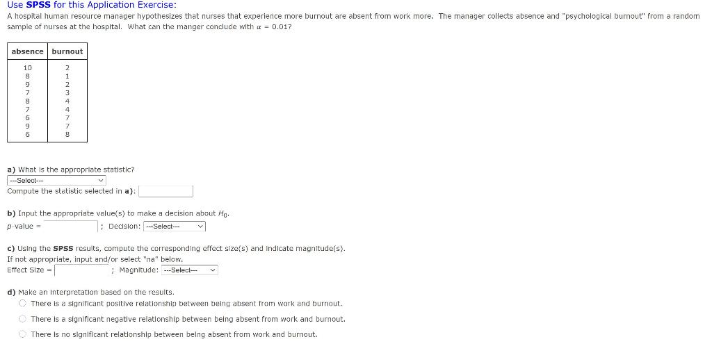 Solved Use SPSS for this Application Exercise: A hospital | Chegg.com