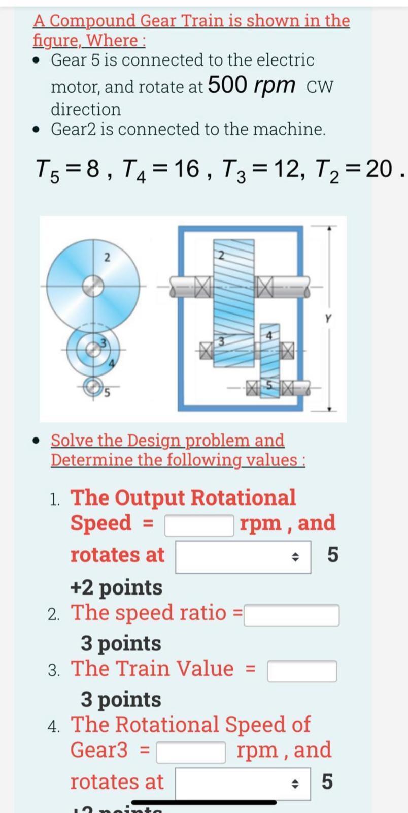 Solved A Compound Gear Train is shown in the figure, Where : | Chegg.com