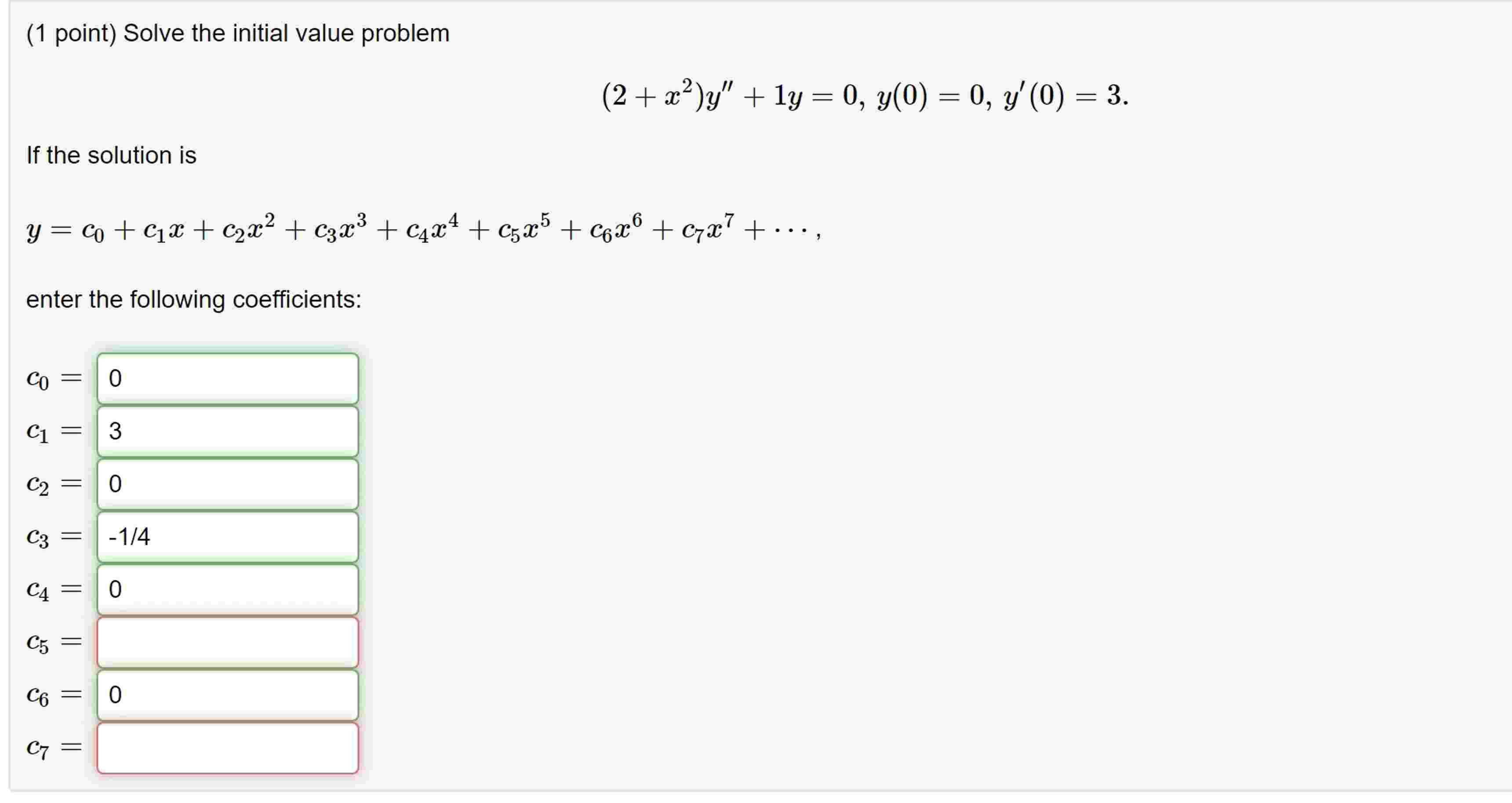 Solved (1 ﻿point) ﻿Solve the initial value | Chegg.com