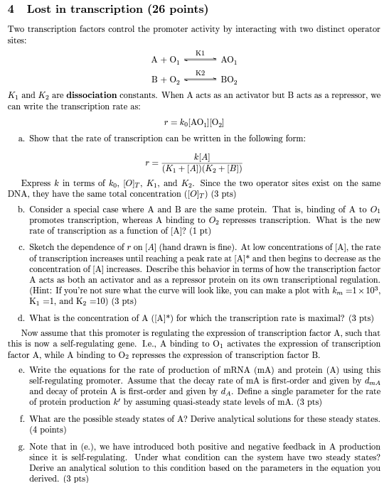 Solved 4 ﻿Lost in transcription (26 ﻿points)Two | Chegg.com