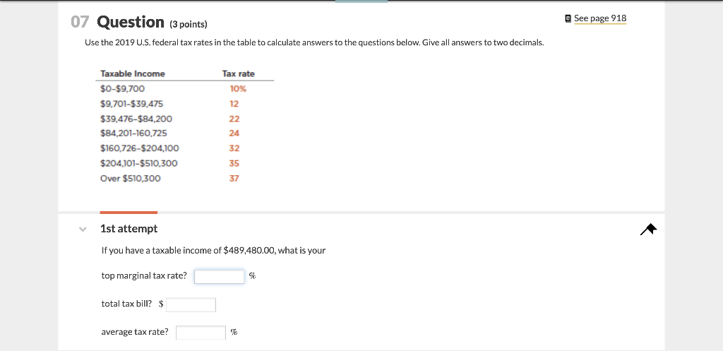 Solved 07 Question (3 points) @ See page 918 Use the 2019 | Chegg.com