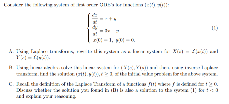 Solved Consider the following system of first order ODE's | Chegg.com
