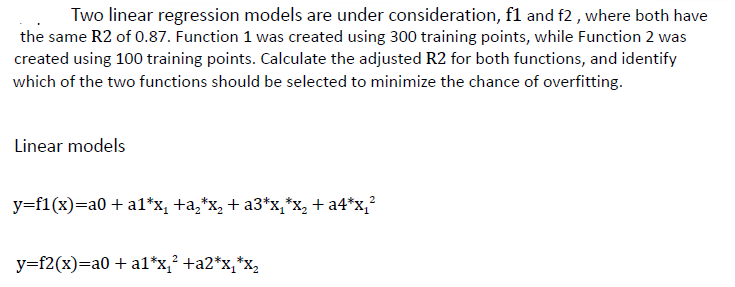 Two linear regression models are under consideration, | Chegg.com
