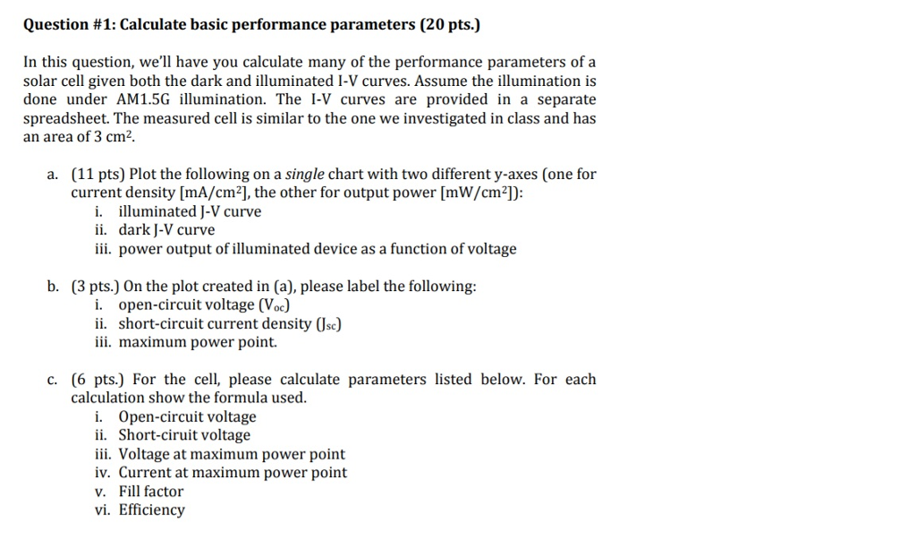 Question #1: Calculate basic performance parameters | Chegg.com