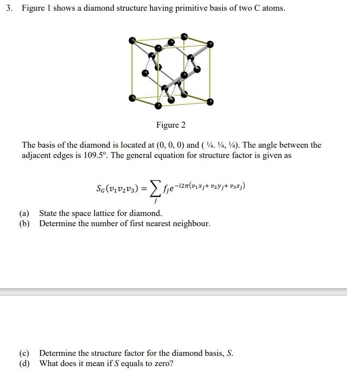 Solved 3. Figure 1 shows a diamond structure having | Chegg.com