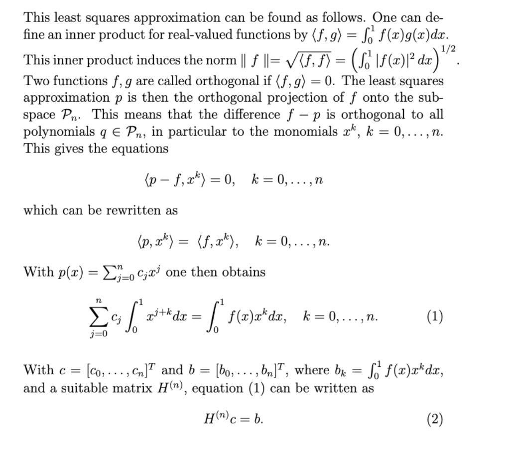 (30 points) Consider the least squares approximation | Chegg.com