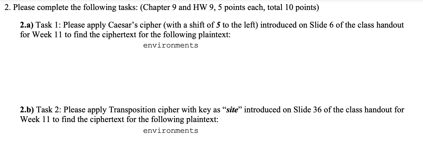 Solved 2. Please complete the following tasks: (Chapter 9 | Chegg.com