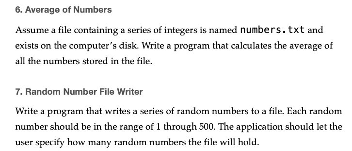 Solved 6. Average of Numbers Assume a file containing a | Chegg.com