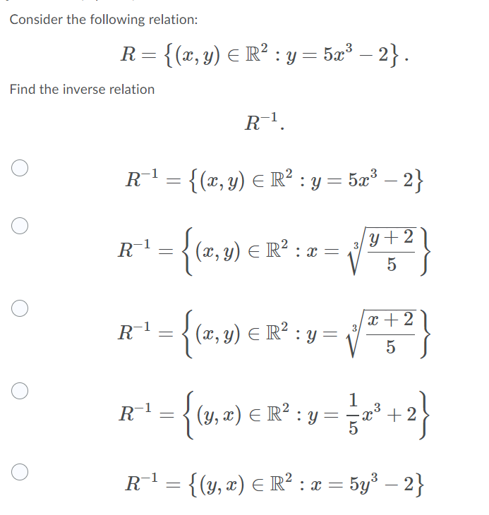 Solved Consider the following relation: R= {x, y) € R² : y = | Chegg.com