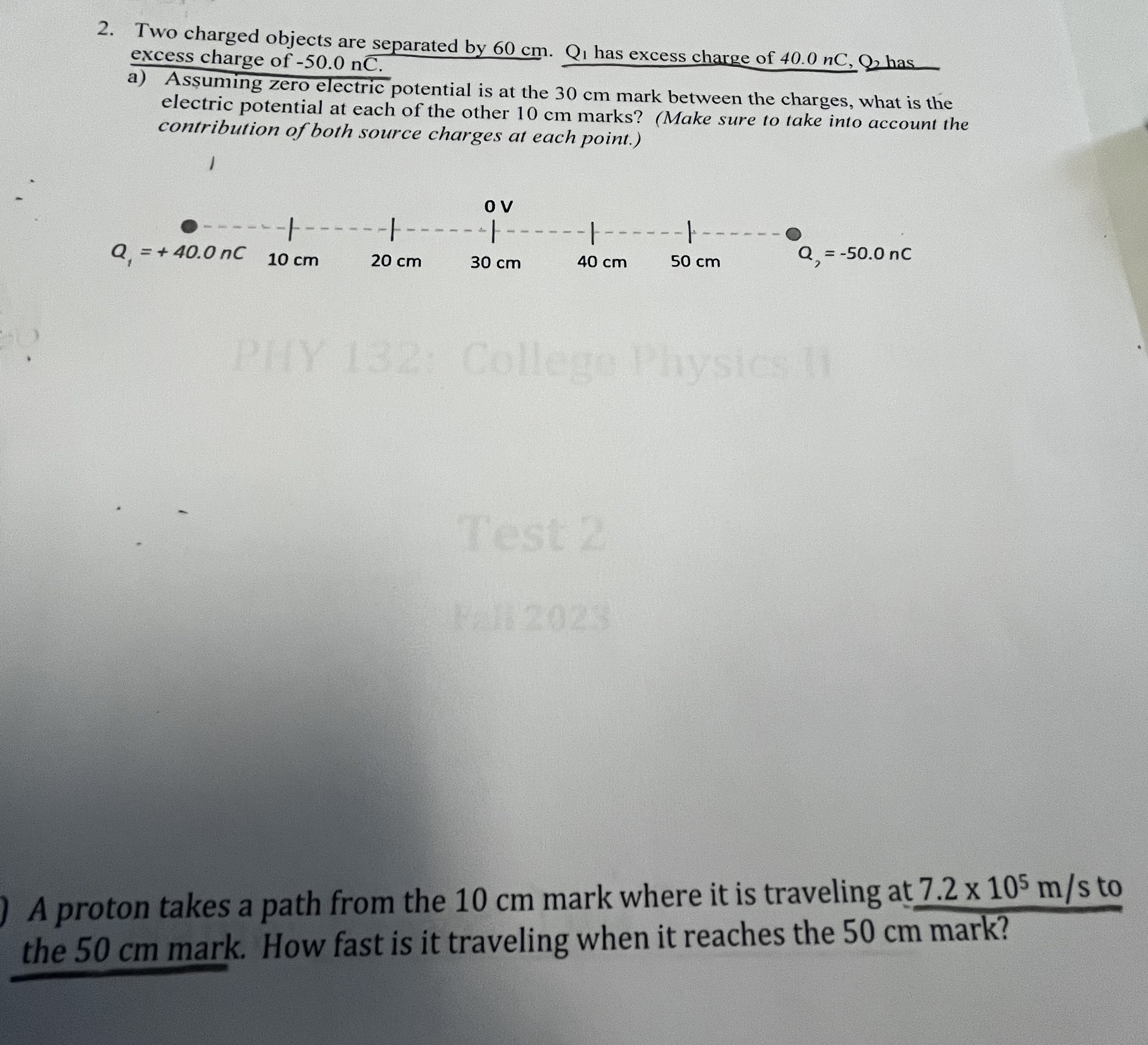 Solved 2. Two charged objects are separated by 60 cm. Q Q1 | Chegg.com