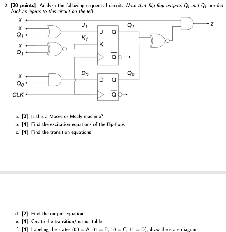 Solved 2. [20 points) Analyze the following sequential | Chegg.com