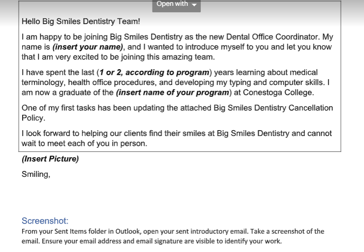 Solved Compose an email to send to the Big Smiles Dentistry | Chegg.com