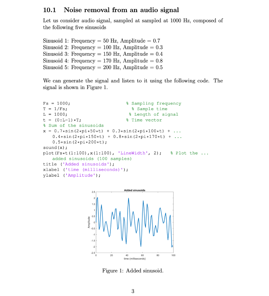 Solved 10.1 Noise removal from an audio signal Let us | Chegg.com