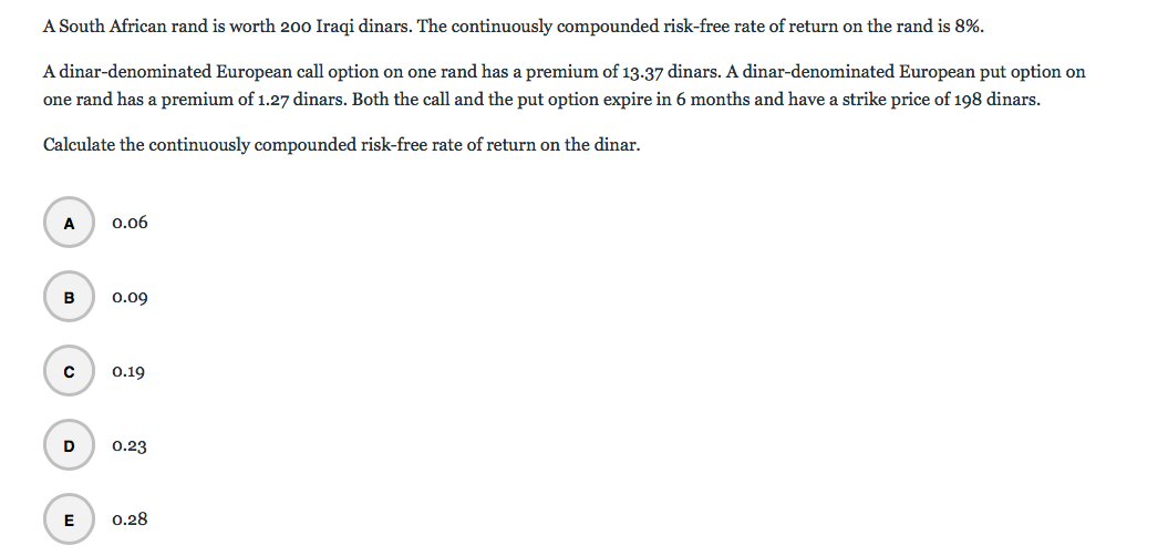 Solved A South African rand is worth 200 Iraqi dinars. The | Chegg.com