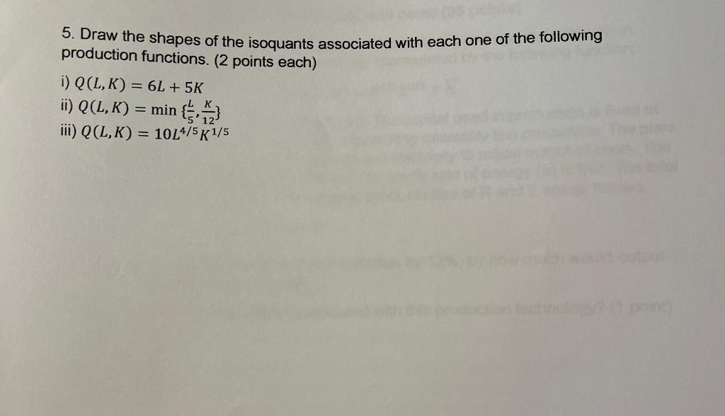 Solved 5. Draw the shapes of the isoquants associated with | Chegg.com