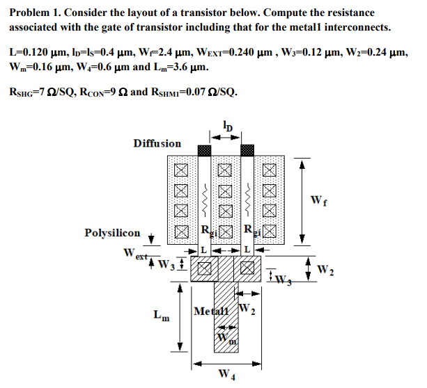 Solved Problem 1. Consider the layout of a transistor below. | Chegg.com
