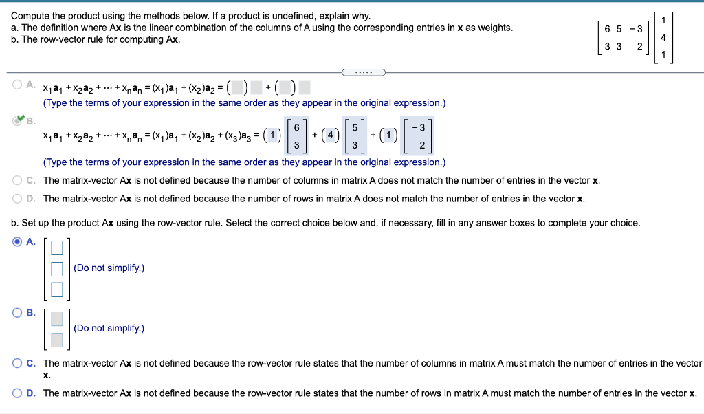 Solved Compute the product using the methods below. If a | Chegg.com