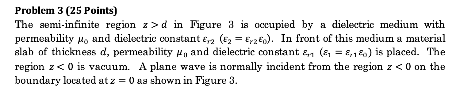 Solved Problem 3 (25 Points) The semi-infinite region z>d in | Chegg.com