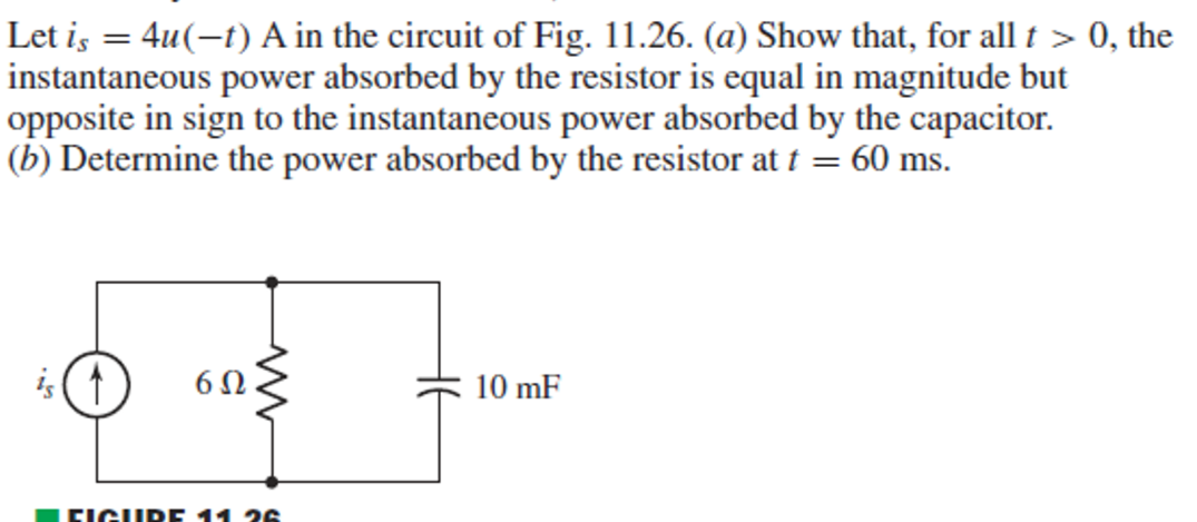 Solved = Let is = 4u(-t) A in the circuit of Fig. 11.26. (a) | Chegg.com