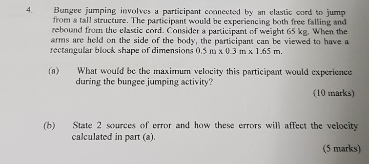 Solved Bungee jumping involves a participant connected by an | Chegg.com