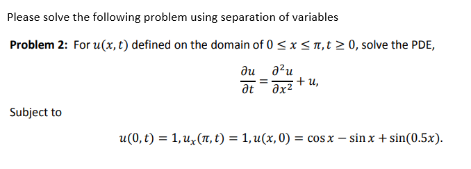 Please solve the following problem using separation | Chegg.com