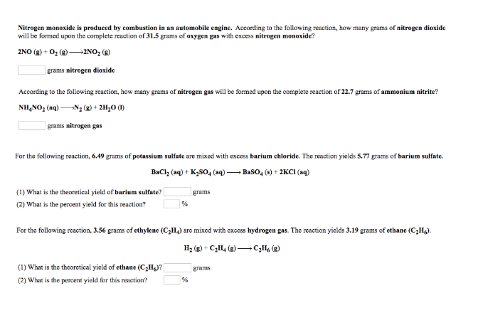 Solved Nitrogen monoxide is produced by combustion in an | Chegg.com