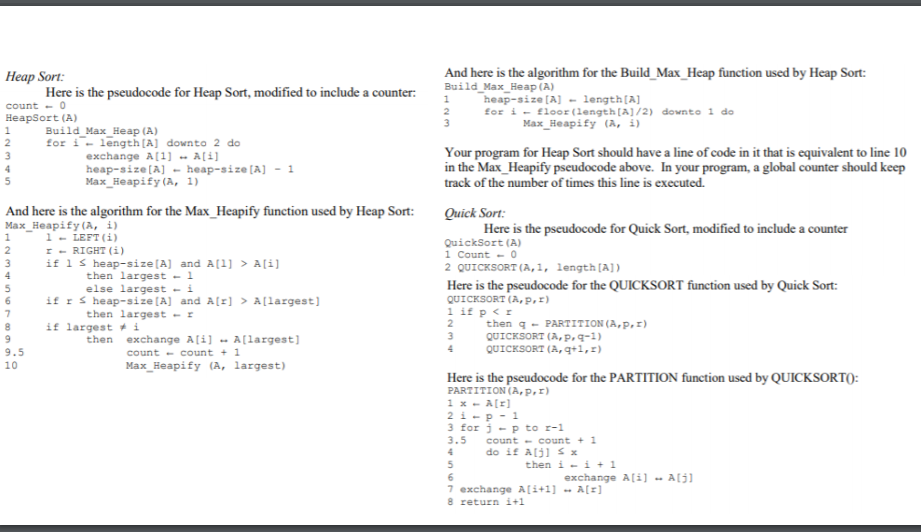 Solved 1 3 5 Heap Sort: Here is the pseudocode for Heap | Chegg.com