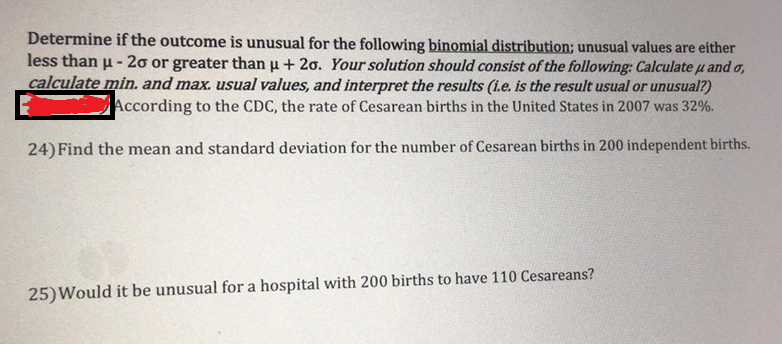 Solved Determine if the outcome is unusual for the following | Chegg.com