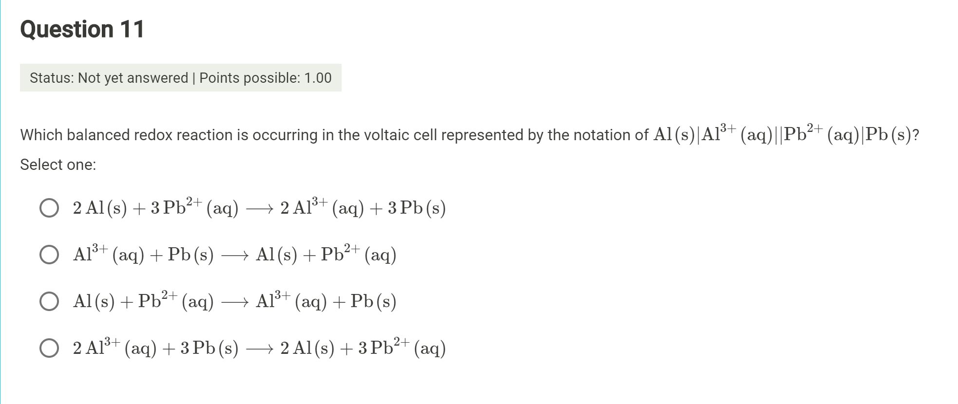 Solved Question 11 Status: Not yet answered Points possible: | Chegg.com
