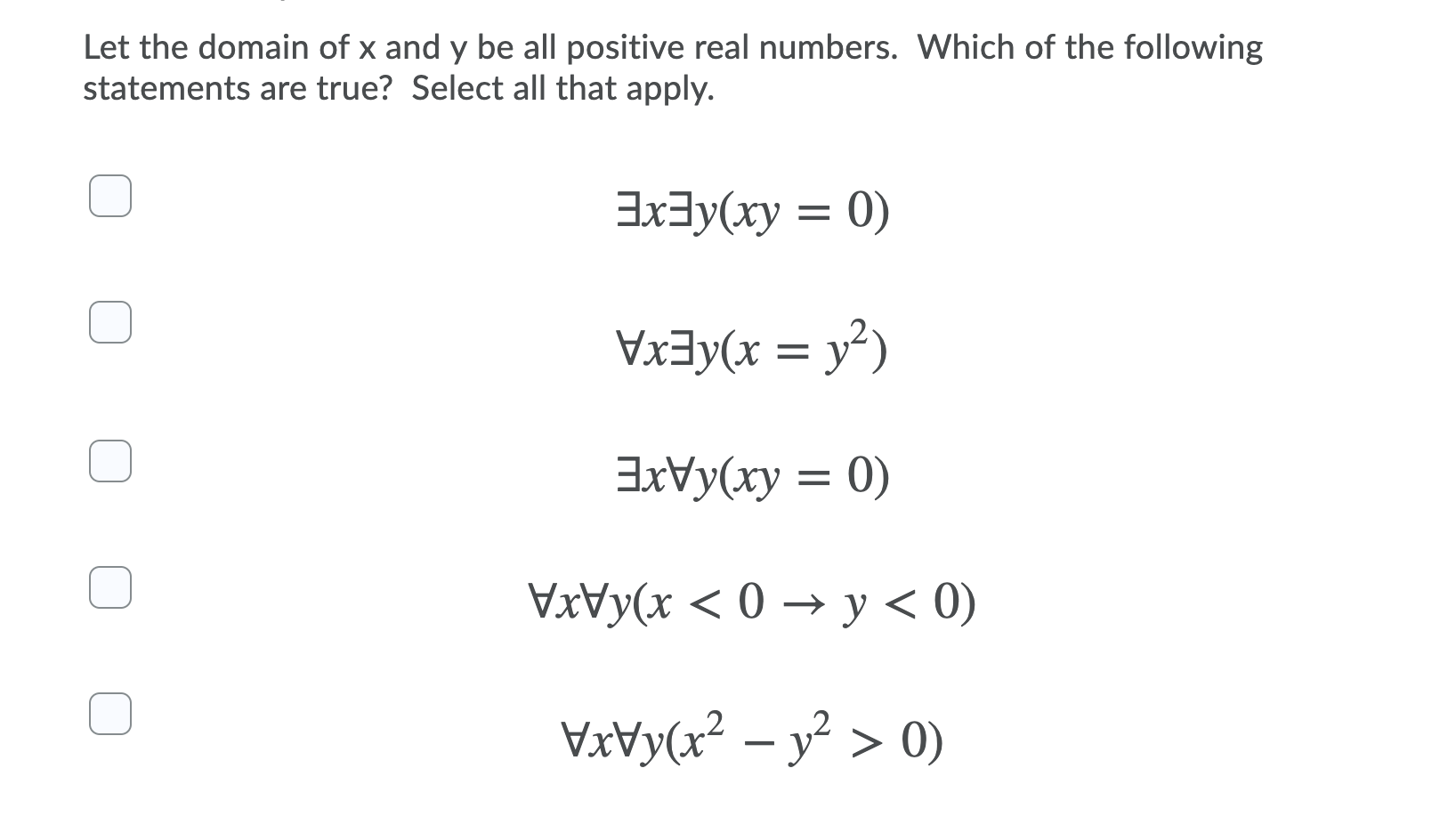 Solved Let the domain of x and y be all positive real | Chegg.com