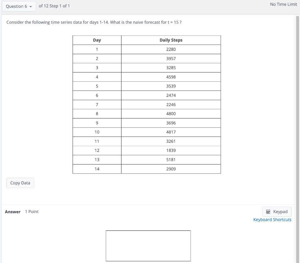 Solved Question 6 - of 12 Step 1 of 1 No Time Limit Consider | Chegg.com