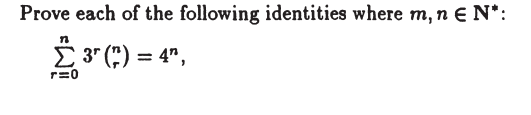 Solved Prove each of the following identities where m,n∈N∗ : | Chegg.com