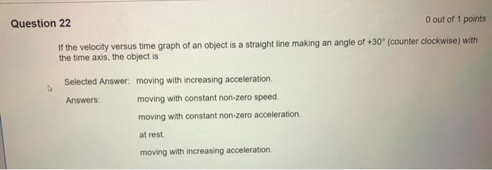Solved Question 22 0 out of 1 points If the velocity versus | Chegg.com