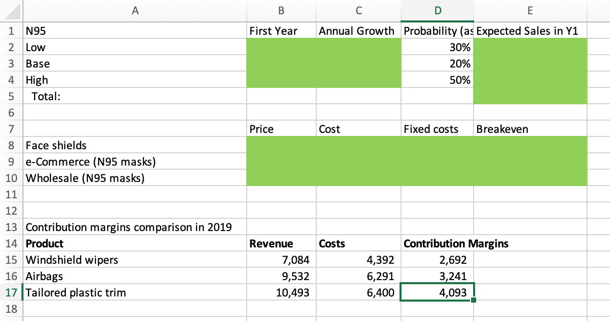 Please fill in green cells. | Chegg.com