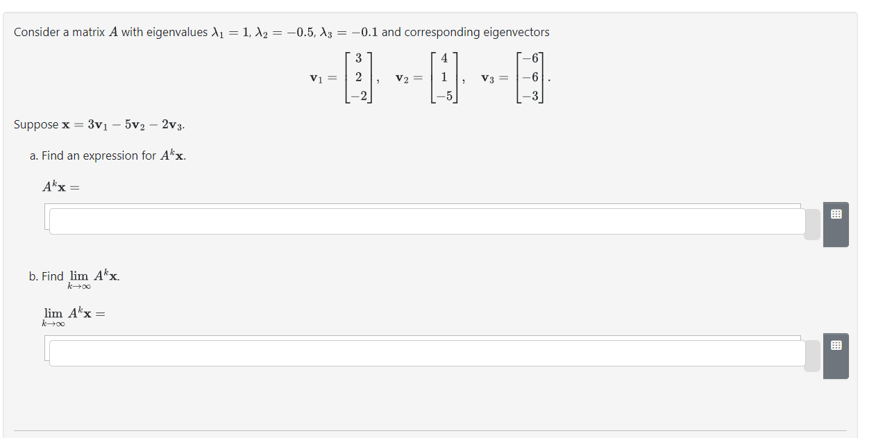 Solved onsider a matrix A with eigenvalues | Chegg.com